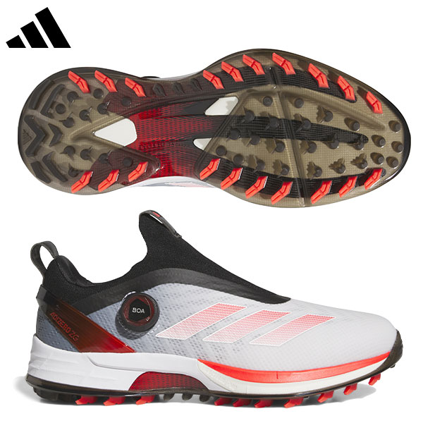 アディダス アディゼロ ZG25 ボア NLK60 スパイクレス ゴルフシューズ フットウェアホワイト×ルシッドレッド×コアブラック(IH9896)【即納】