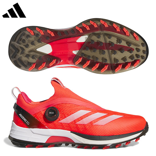 アディダス アディゼロ ZG25 ボア NLK60 スパイクレス ゴルフシューズ ルシッドレッド×ゼロメタリック×コアブラック(IH9898)【即納】