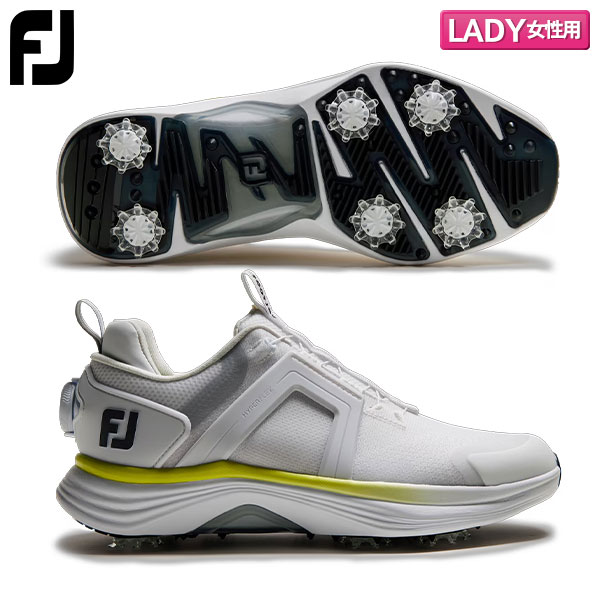 【レディース】フットジョイ ハイパーフレックス ボア 98192 ソフトスパイク ゴルフシューズ ホワイト×イエロー