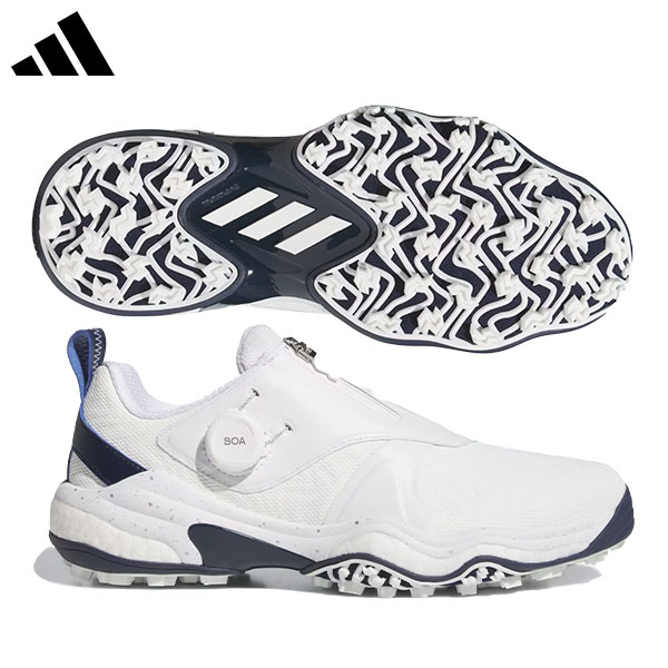 アディダス コードカオス 25 ボア NKZ93 スパイクレス ゴルフシューズ クラウドホワイト×シルバーメタリック×カレッジネイビー(IH8443)
