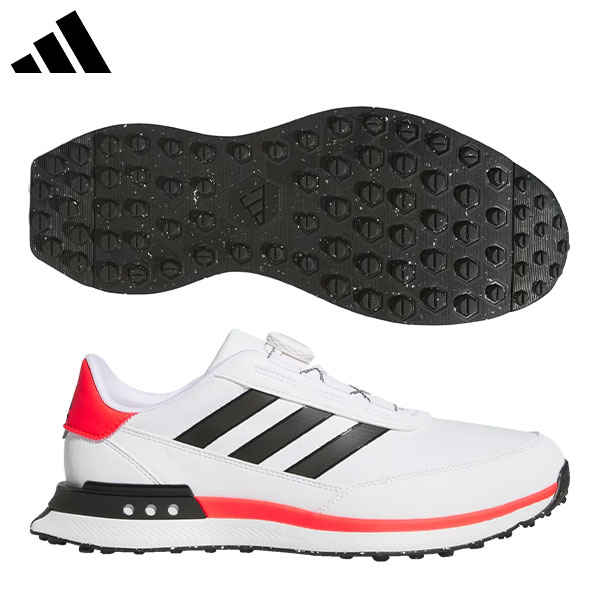 【送料無料】アディダス S2G SL ボア 24 MDK92 スパイクレス ワイド ゴルフシューズ クラウドホワイト×コアブラック×ルシッドレッド(JI4033)