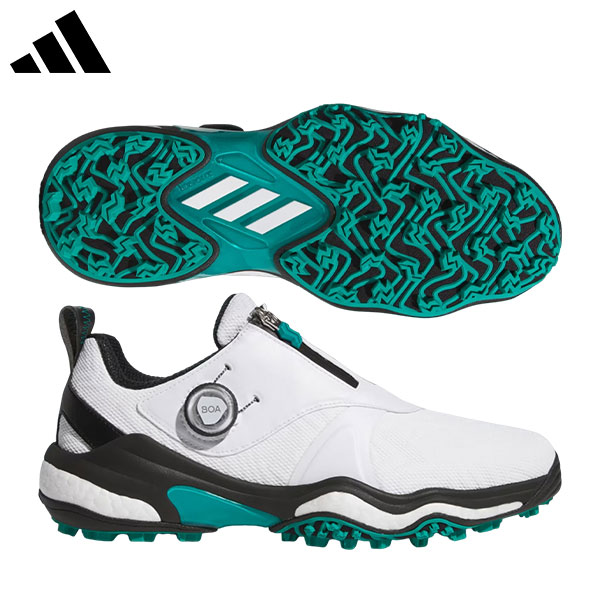 アディダス コードカオス 25 ボア NKZ93 スパイクレス ゴルフシューズ クラウドホワイト×コアブラック×ピュアティール(JI4164)【即納】