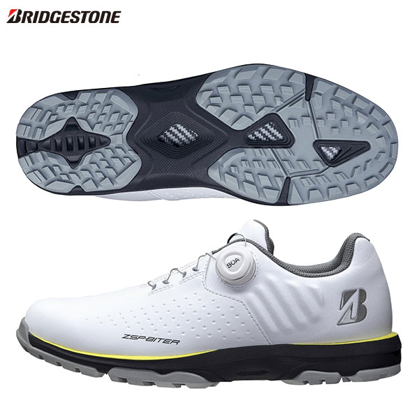 ブリヂストン ゼロ・スパイク バイター ライト SH2505 スパイクレス ゴルフシューズ 白×黄(WY)