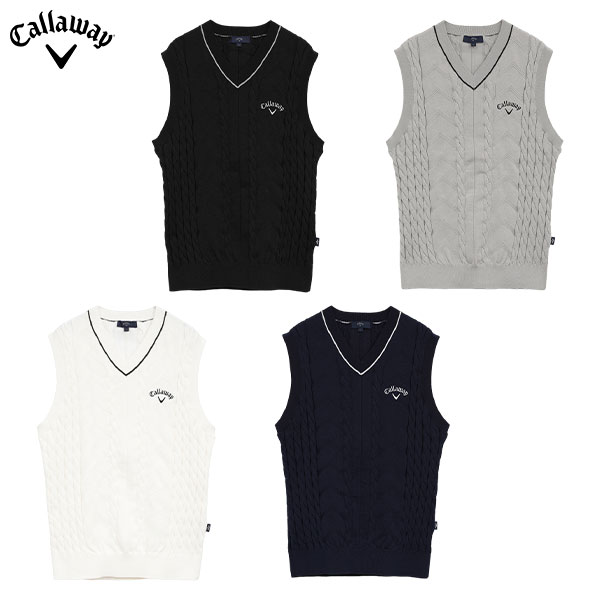 【送料無料】キャロウェイ C25219100 Vネックケーブルニット ベスト【即納】
