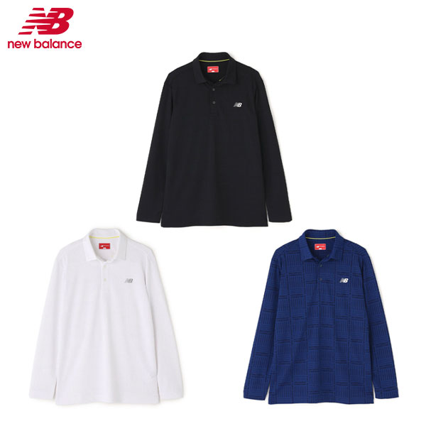 【送料無料】ニューバランス 5269002 ロゴ グレンチェック柄 ストレッチ 長袖 カラー ポロシャツ【即納】