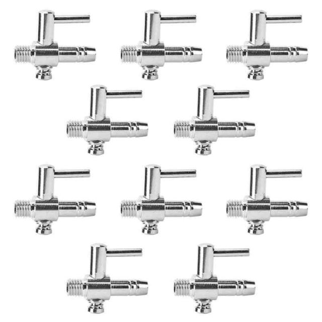 YFFSFDC エアーチューブ用 一方コック エアレーション エアー量調節 エアコントロール 分岐コック レバーバルブ 水槽 アクアリウム アクセサリー 内径4mmチュープ用 (シルバー10個 ...