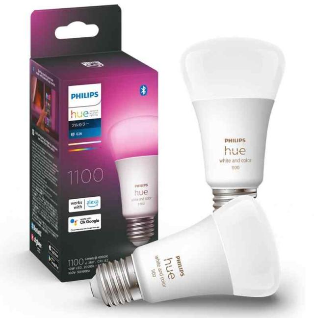フィリップスヒュー(Philips Hue) スマート電球 E26 75W相当 フルカラー 2個 - スマート照明 Alexa対応 1100lm マルチカラー 1600万色 電球色 昼白色 調光 調色 スマートホーム 間接照明 LED スマートライト 音声