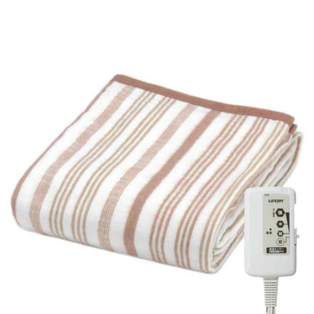 ライフジョイ 電気毛布 日本製 掛け 敷き 兼用 シングル ブラウン 188cm×130cm 洗濯可能 8時間OFFタイマー機能付 室温センサー付 頭寒足暖 やわらか JBK551G-B