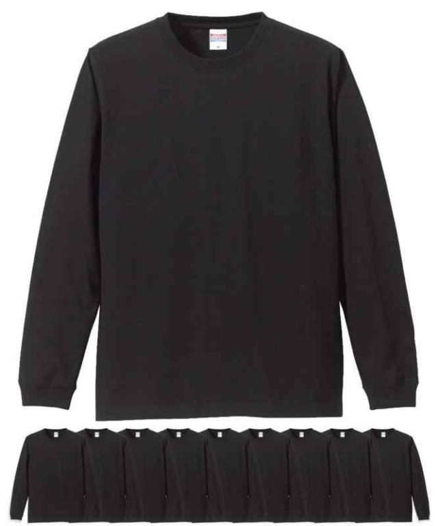 [ユナイテッドアスレ] 5011-01 5.6オンス ロングスリーブ Tシャツ 10枚セット メンズ (ブラック,L)
