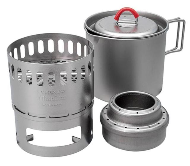 エバニュー(EVERNEW) Ti Mug pot 500 Stove set ECA538 (ソロ, チタン)