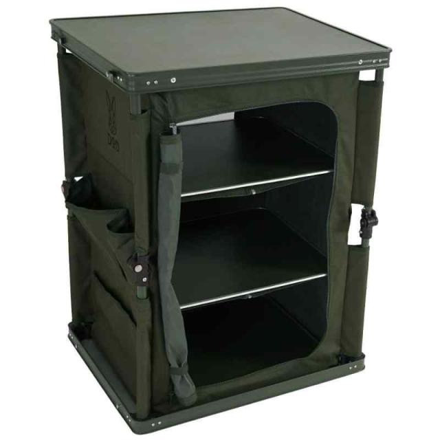 DOD(ディーオーディー) マルチキッチンテーブル 引き上げるだけで棚が完成 ぐらつかないロック機構 (カーキ)