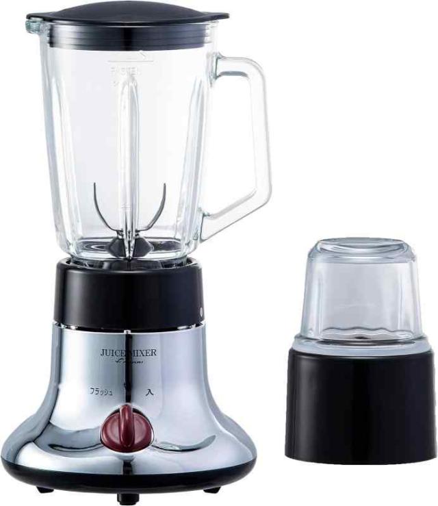 FUKAI ブラックチタンミル＆ジュースミキサー | 氷も砕ける ブラックチタンコート ミキサー ガラスボトル コンパクト ミルミキサー 保護装置付き 野菜 果物スムージー FJM-705