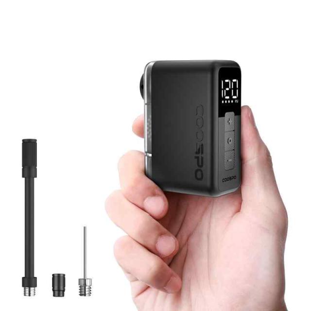 COOSPO X1 自転車 空気入れ 電動 120PSI ロードバイク 電動ポンプ 携帯 気圧表示 米式/英式/仏式 全バルブ対応 超小型 軽量 エアコンプレッサー 日本語説明書