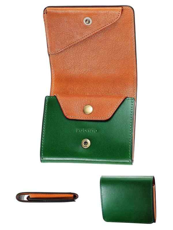 [ファブリツィオ] 財布 メンズ レディース 2つ折り 小銭入れ ミニ財布 小さい 薄い コンパクト 柔らかい 使いやすい イタリアン レザー 一流の革職人が作る 本革 (シャイングリーン)
