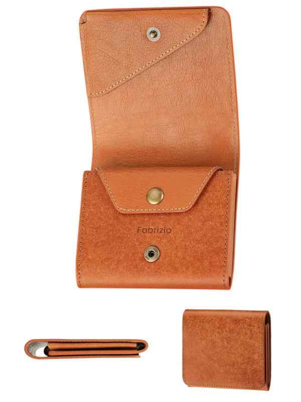 [ファブリツィオ] 財布 メンズ レディース 2つ折り 小銭入れ ミニ財布 小さい 薄い コンパクト 柔らかい 使いやすい イタリアン レザー 一流の革職人が作る 本革 (オルモ)