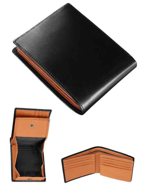 [ファブリツィオ] 財布 メンズ 二つ折り ボックス型 小銭入れ メンズ財布 薄い 柔らかい 使いやすい イタリアン レザー 一流の革職人が作る 大容量 本革 (シャインブラック)