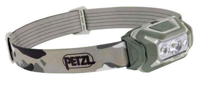 PETZL ARIA 2 RGB コンパクト 耐久性 防水 ヘッドランプ ホワイト レッド グリーン ブルー モード 450ルーメン (迷彩)