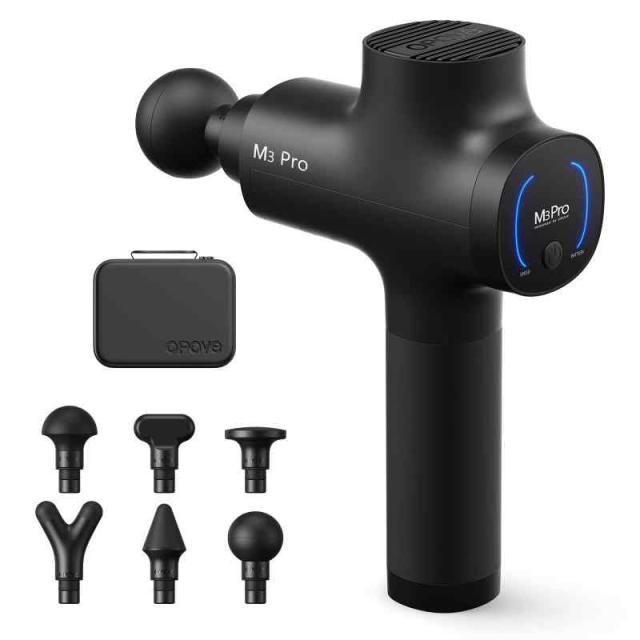 opove M3 Pro 2 筋膜リリースガン 12mm振幅 最大約32kg耐圧 2600mAh*6本大容量バッテリー 5段階強力振動 6種類アタッチメント ハンディガン 日本語取扱説明書付き (ブラック)