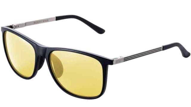 BUNNY WALK(バニーウォーク) ナイトグラス BW-021 夜 ドライブ 自転車 アウトドア 夜間運転 夜釣り UVカット ブルーライト HEV LED (マットブラック YELLOW)