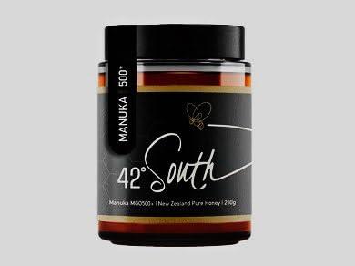 オーガニックマヌカハニー、 MGO500+、100%ニュージーランド産 (250g瓶)、42°South、生はちみつ