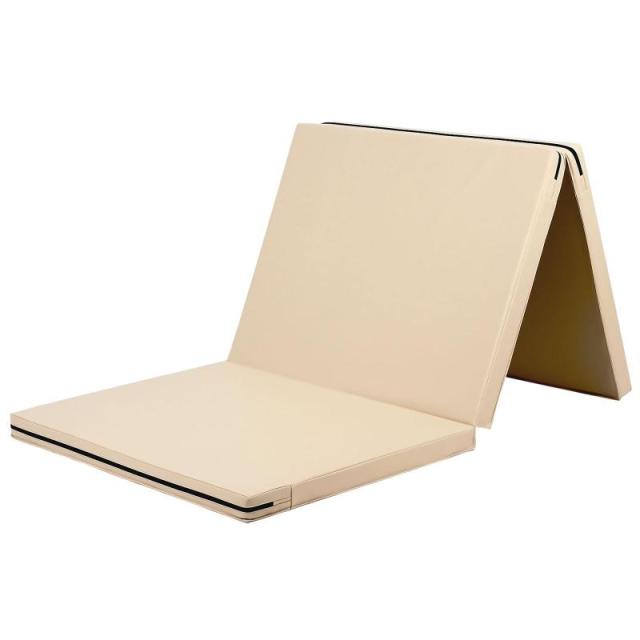 KaRaDaStyle 体操マット 折りたたみ ストレッチ 新体操 エクササイズ 筋トレ 子供 プレイマット 鉄棒 運動 ヨガ スポーツ 防音 防振 家庭用 選べるサイズ (【3段折り】180×80×5cm, ベージュ)