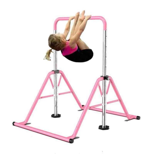 【強化型】 鉄棒 子ども用 室内 屋外用 耐荷重 75kg 子供逆上がり 折りたたみ式 ブランコ 付 4段階調節可 ST安全認証 (ピンク, 1点セット)