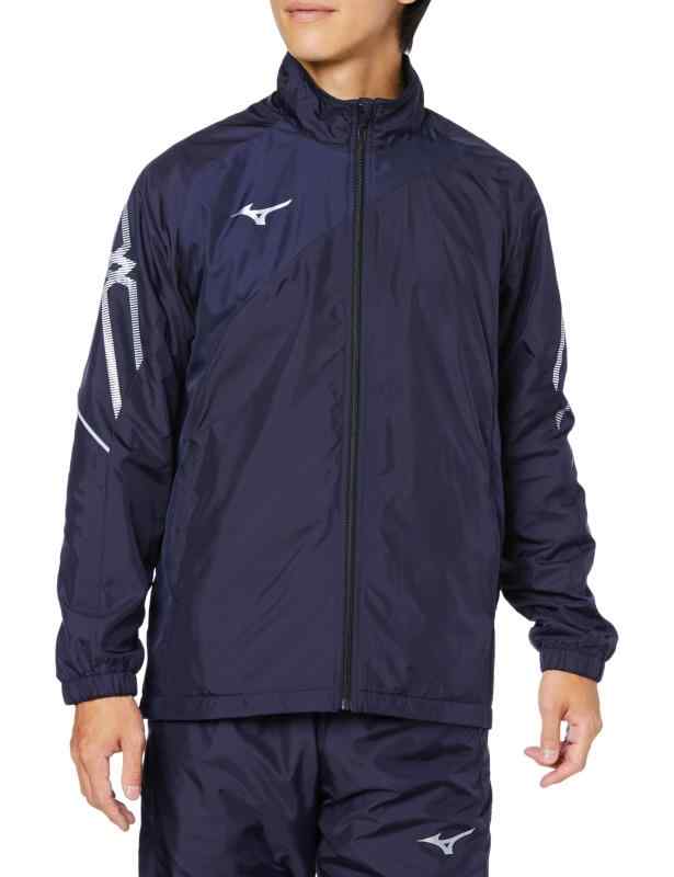 MIZUNO(ミズノ) トレーニングウェアブレスサーモ裏地ウォーマージャケット 吸湿発熱 MC-LINE 32MEA631ユニセックス大人 (ディープネイビー/シルバー, M)
