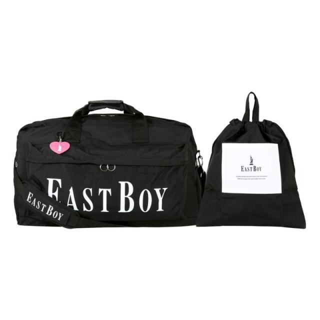 [イーストボーイ] ボストンバッグ 42L 2WAY 修学旅行 小学生 女の子 EBA19 EAST BOY ショルダーバッグ スポーツボストン 大容量 林間 旅行 トラベル ブランド 撥水 軽量 (ブラック×ホワイト(44))