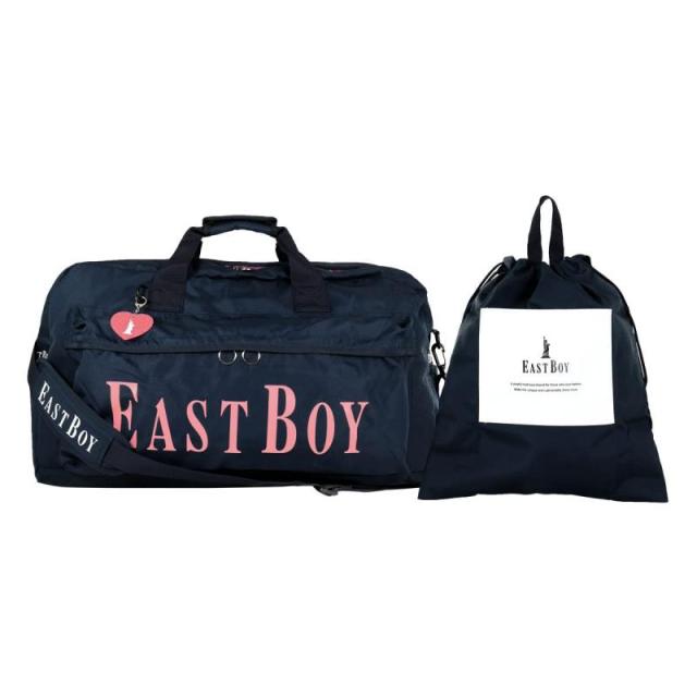 [イーストボーイ] ボストンバッグ 42L 2WAY 修学旅行 小学生 女の子 EBA19 EAST BOY ショルダーバッグ スポーツボストン 大容量 林間 旅行 トラベル ブランド 撥水 軽量 【67】 ネイビー×ピンク