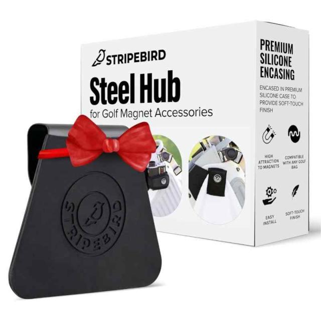 Stripebird - 磁気アクセサリー用ゴルフスチールハブ (ステルスブラック) - 磁気製品に簡単にアクセスできるゴルフバッグアタッチメント