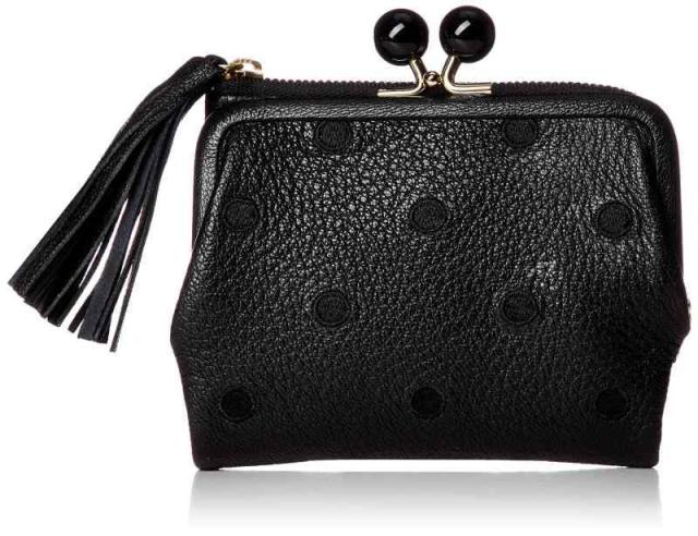 [ペルケ] アクリル玉がま口2つ折り財布 (BKDOT)