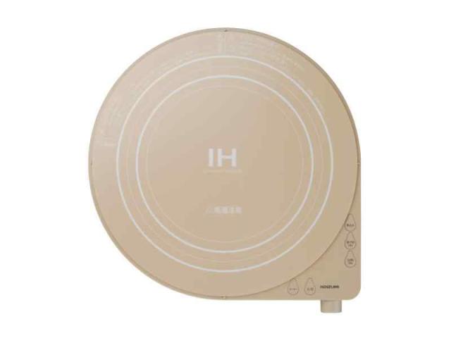 コイズミ IHクッキングヒーター 卓上 1400W 加熱調節6段階 揚げ物調節7段階 ガラス天面 円型 ベージュ KIH-1406/C