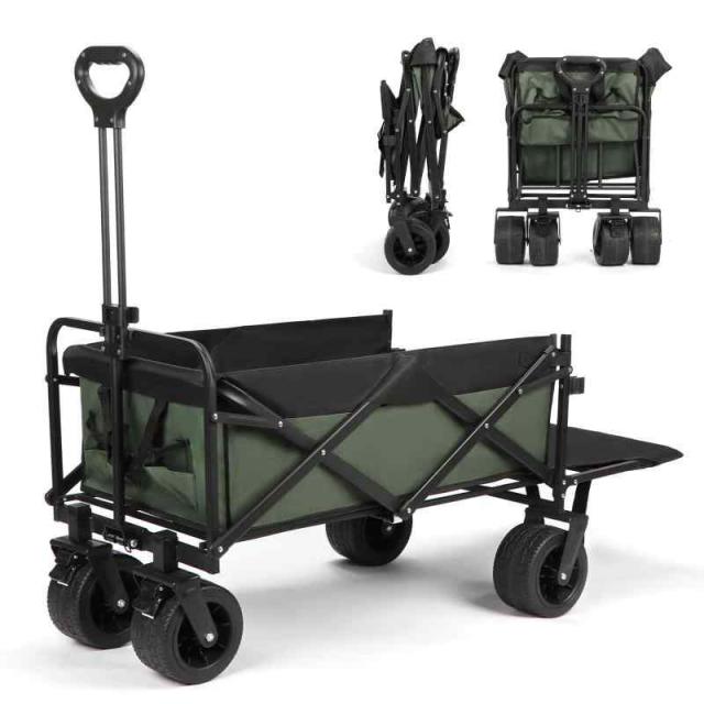 Lasola キャリーワゴン【2024強化版 大容量200L 耐荷重350KG 後部展開可】アウトドアワゴン キャリーカート キャンプカート 長物対応 取り外し可能タイヤ 大型タイヤ ブレーキ付き 折りたたみ ワンタッチ収束式 キャンプ 台車 キャンプ用品