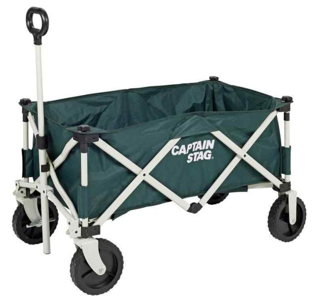 キャプテンスタッグ(CAPTAIN STAG) アウトドアワゴン CS 収束型 4輪キャリー 収納バッグ付き 前輪ストッパー付き 【UL-1055/UL-1056/UL-1031/UL-1035】 (グリーン)