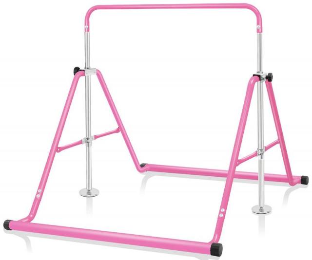 BangTong&Li 子供用 ぶら下がり鉄棒 折りたたみ 多機能 てつぼう 耐荷重(約)70kg 5段階高さ調節可 室内用 屋外使用可 逆上がり テツボウ (ピンク)