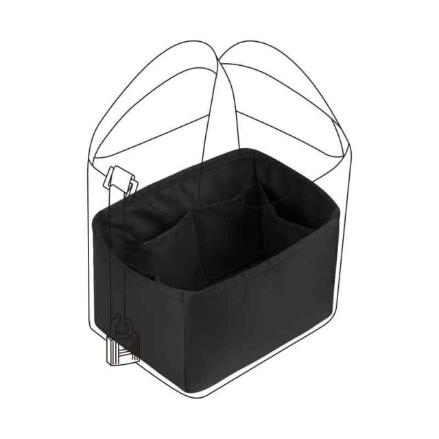 DGAZ ピコタン適用 バッグインバッグ インナーバッグ バッグオーガナイザー 高級シルク サテン 収納バッグ 多機能ポケット picotin適用 (ブラック, PC18ハ？ック？インハ？ック)