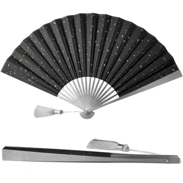 [FEGVE] チタン 扇子 メンズ ブラック 折りたたみ式 紳士用 着物 和装小物 浴衣用 花火大会 お祭り 猛暑対策用 太極拳カンフー用 (9寸/長さ30cm)