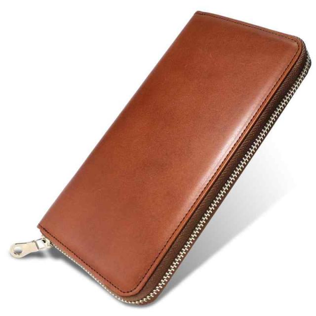 [栃木レザー] 長財布 ラウンドファスナー 日本製 メンズ レディス TGT-3360 (Brown)