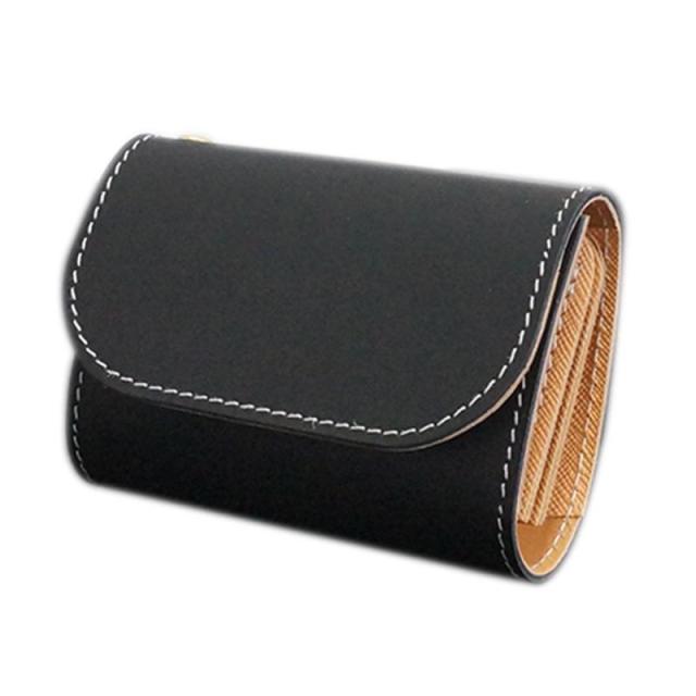 COTOCUL  メンズ レディース 本革 お札が折れない 大容量 コンパクト 牛革 ミニ 都レザー 小さい さいふ コトカル (漆黒)