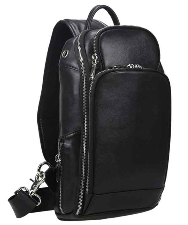 Lannsyne 本革 ボディ ワンショルダー メンズ ナッパレザー 大容量 USBポート9.7インチ iPad対応 多機能 斜め掛け … (ブラック)