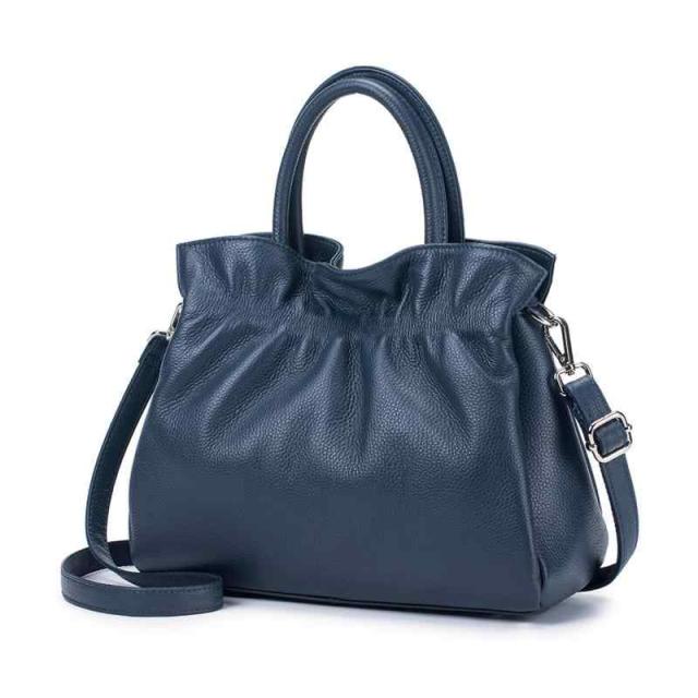 MFFOR ショルダー 本革 レディース 3way ハンド 斜め掛け 斜めがけ 肩がけ 手提げ 軽量 おしゃれ 大容量 柔らかい シンプル カジュアル 手持ち 人気 通勤 (ネイビーブルー)