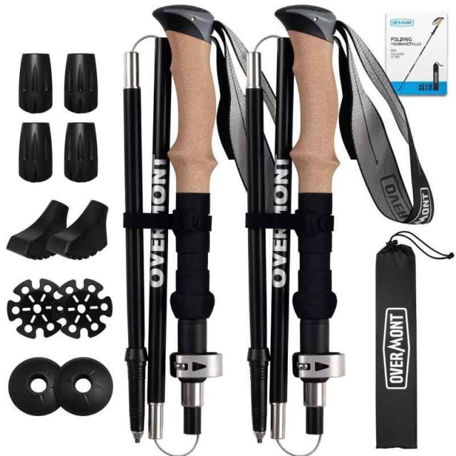 Overmont トレッキングポール A7075アルミ製 2本セット カーボン 2本セット 超軽量 218g 105-125伸縮 レッキングステッキ 超軽量 登山杖 登山用ストック カーボン ...