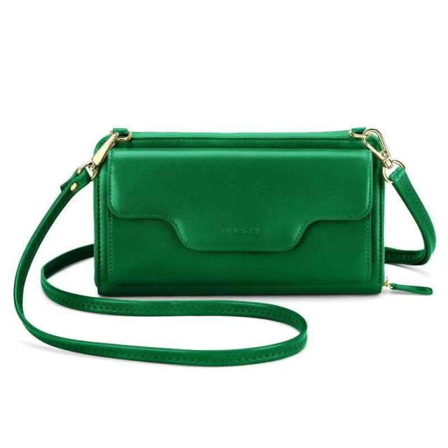 nuoku スモール クロスボディ ショルダー 女性用 リストレットフォンウォレット クレジットカードホルダー付き (クロムグリーン)