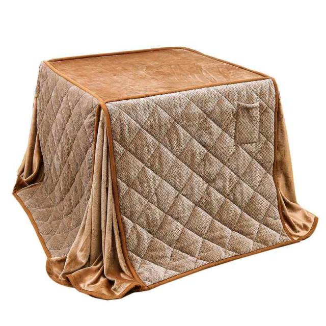 JEMAジェマ ハイタイプ テーブル ダイニング 省スペース こたつ布団 こたつ掛け布団 掛け布団単品 吸湿発熱 ふわふわ感触フランネル生地 (約240x240cm（テーブル用省スペースこたつ布団）, ベージュ)