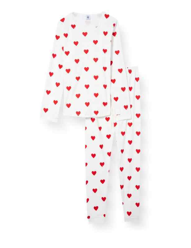 [プチバトー] プリント 長袖 パジャマ レディース ハート A00J701 (L, レッド)