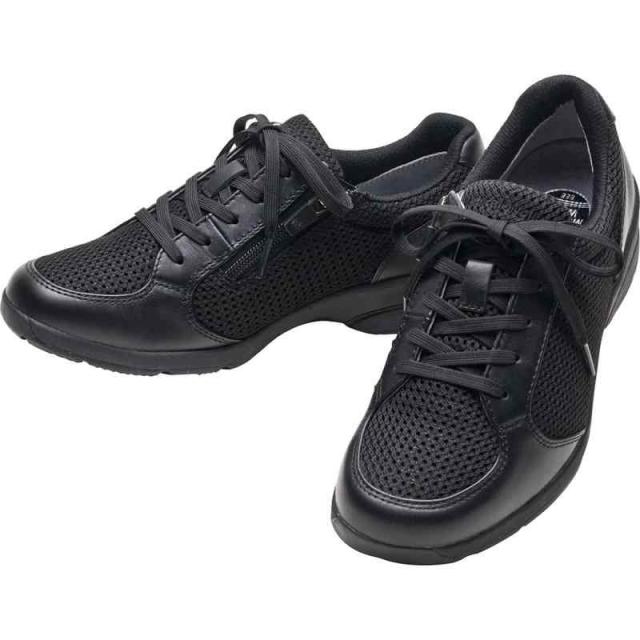 [アサヒ メディカルウォーク] レディース AMW WK L029ウォーキングシューズ (24.0 cm 3E, ブラック)