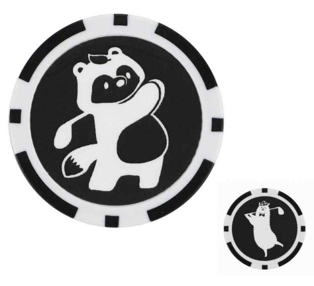 [Don Flyee] 面白 ゴルフ マーカー 可愛い アニマル 裏表 両面デザイン 40mm おもしろ カジノチップ風 グリーンマーカー ハットクリップ 対応 Q0004 (たぬき×アルパカ ...