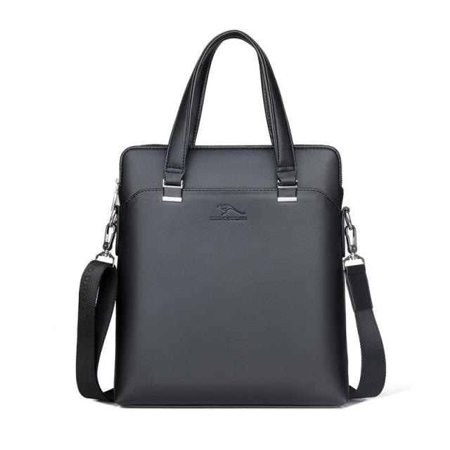 [Ｗｈａｔｎａ] 革 ショルダーバッグ メンズ 2way 斜め掛け 手提げ ビジネス セカンドバッグ レザーA4 Ipad 13.3Air収納可 縦型 カジュアル フォーマル 通学 通勤 肩掛け 自転車かばん (ブラック)