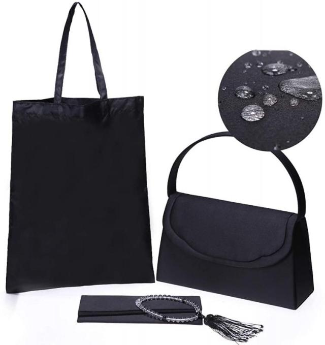 [NAACCI] フォーマルバッグ レディース 冠婚葬祭 結婚式 入学式 女性用 葬儀用 袱紗 数珠 サブバッグ フォーマル 4点セット大容量