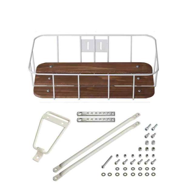 昭和インダストリーズ ウッドワイヤーラック 浅型 ホワイト フォークセンター+キャリヤダボ(ドロヨケダボ)固定マウント